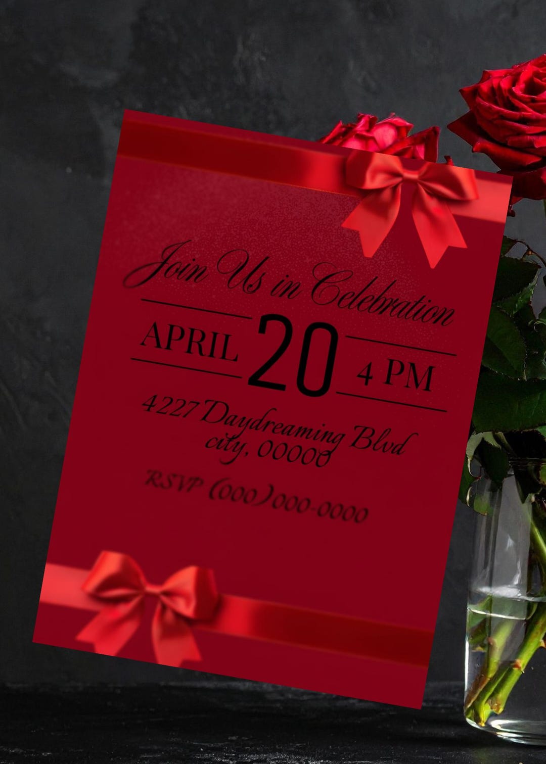 Editable Celebration Invitation Template | Canva Invitation | Red ...
