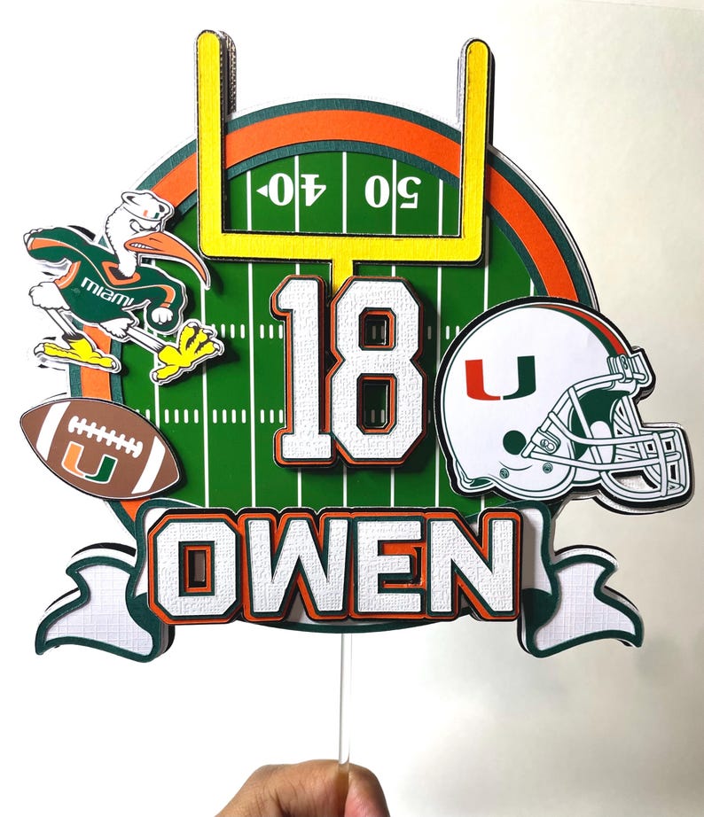 Miami Hurricanes Football Cake Topper – Umiami Canes Birthday Theme - Etsy