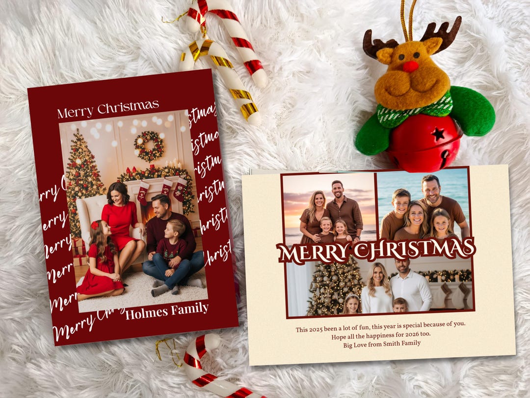 Custom Family Photo Christmas Card | Printable Holiday Greeting ...