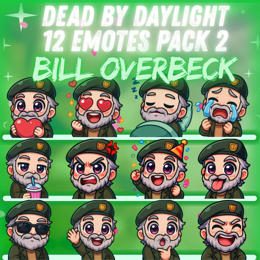 Bill Overbeck Dead by Daylight Twitch, Discord Emote Pack 2 – 12 Kawaii ...