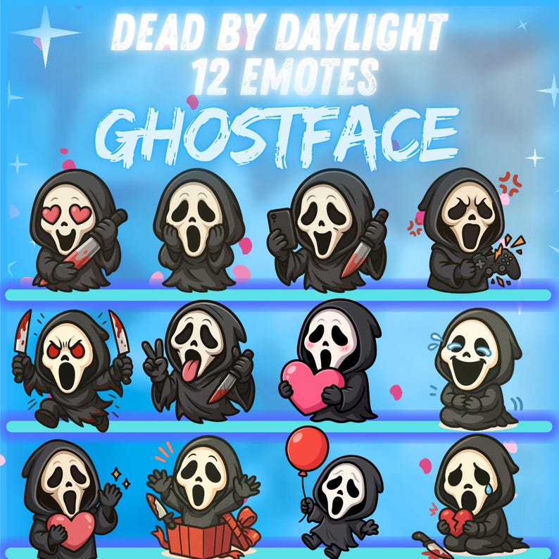 Pacote de Emotes Ghostface Twitch – 12 Emotes de Transmissão Dead by ...