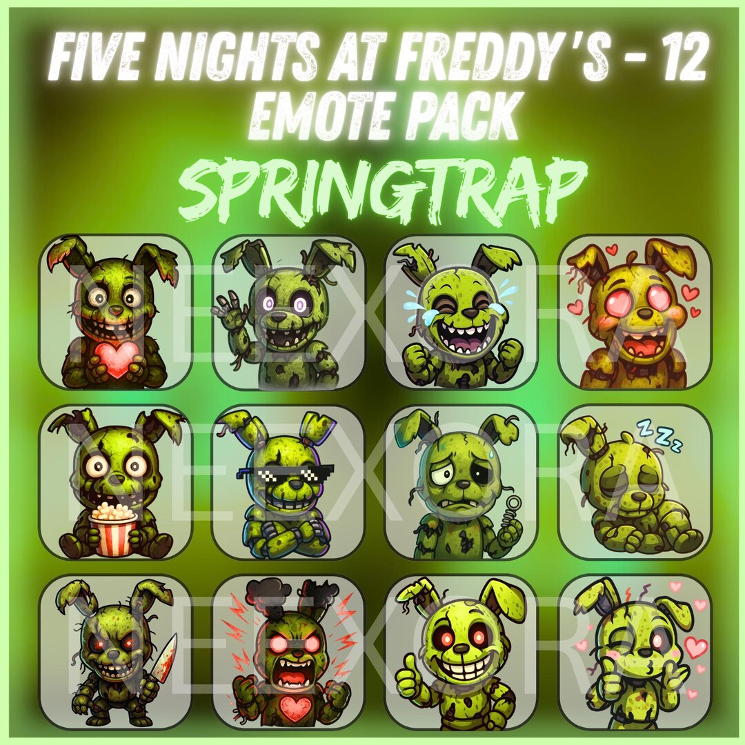 Springtrap Twitch Emote Pack – 12x Five Nights at Freddy's Emotes ...