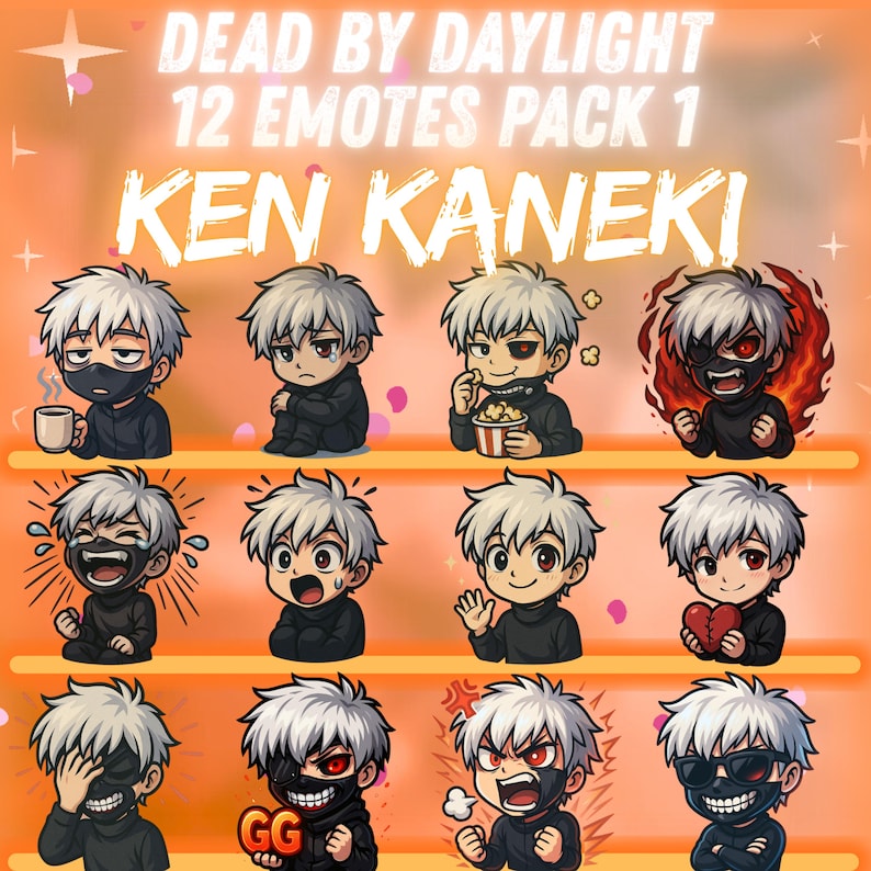 Ken Kaneki Twitch Emote Tokyo Ghoul Pack – 12x Dead by Daylight Emotes ...