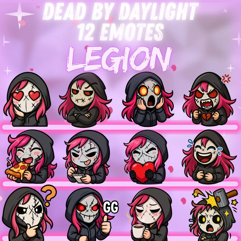 Legion Dead by Daylight Emote Pack | 12 Horror Chibi Twitch & Discord ...