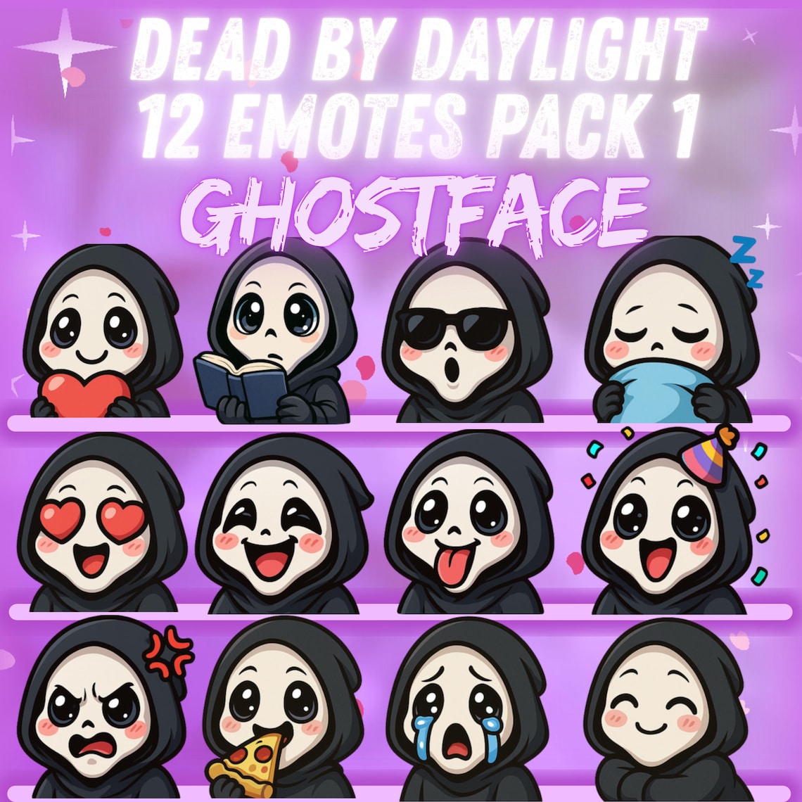 Ghostface Dead by Daylight Twitch, Discord Emote Pack 1 – 12 Kawaii ...