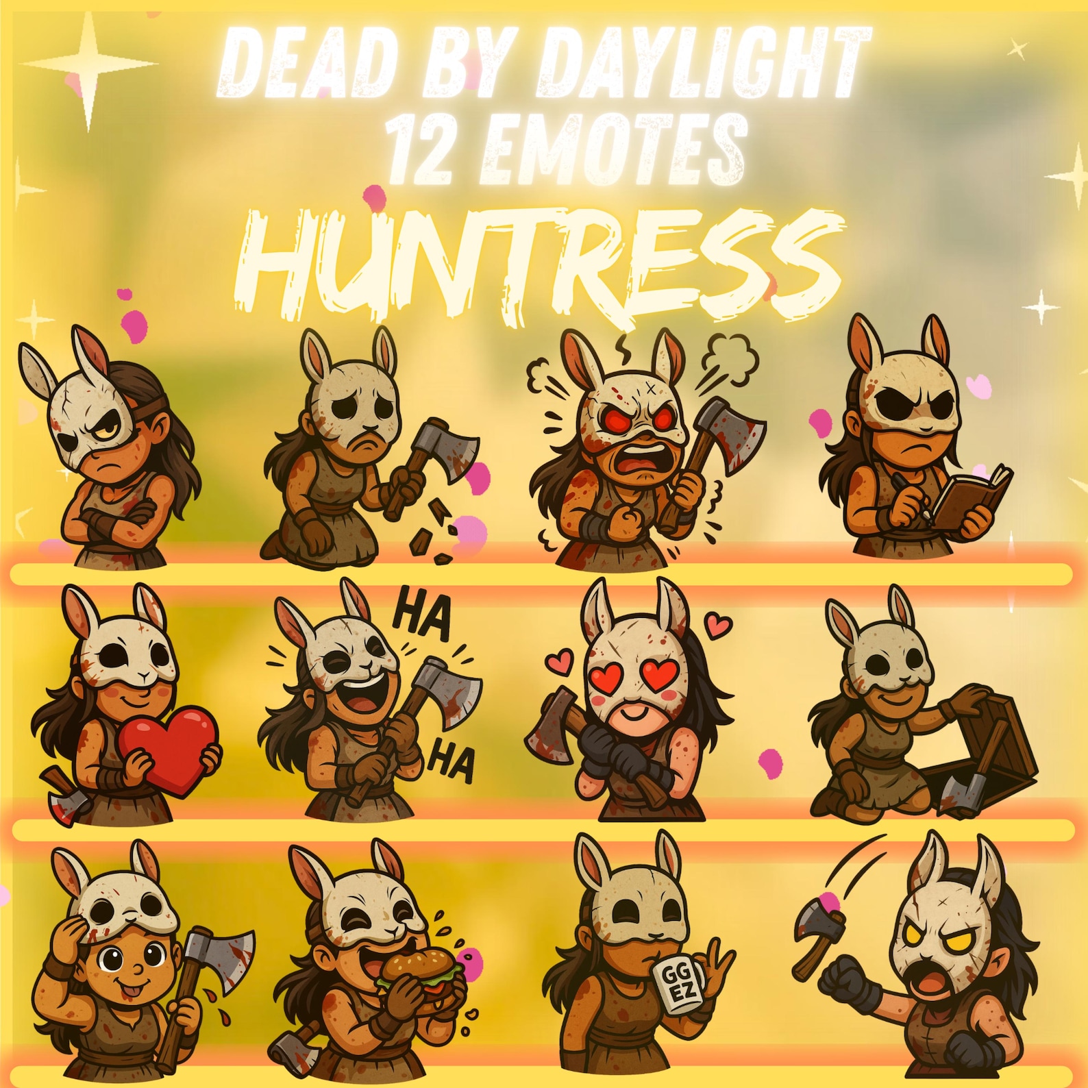 Huntress Twitch Emote Pack – 12x Dead by Daylight Emotes | Horror Chibi ...