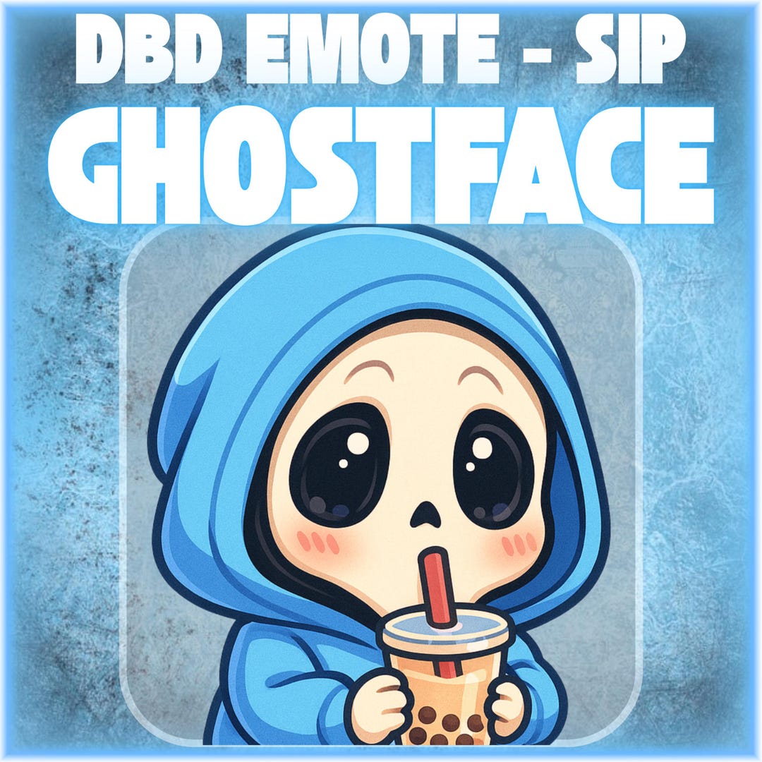 Ghostface Bubble Tea Emote – Cute Kawaii Scream Killer Chibi Sky Blue ...