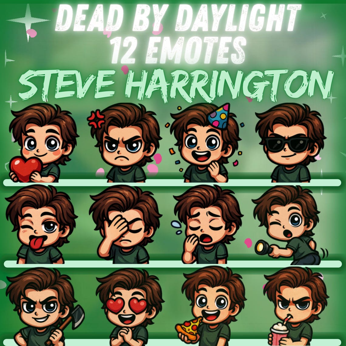 Steve Harrington Dead by Daylight Twitch, Discord Emote Pack – 12x ...