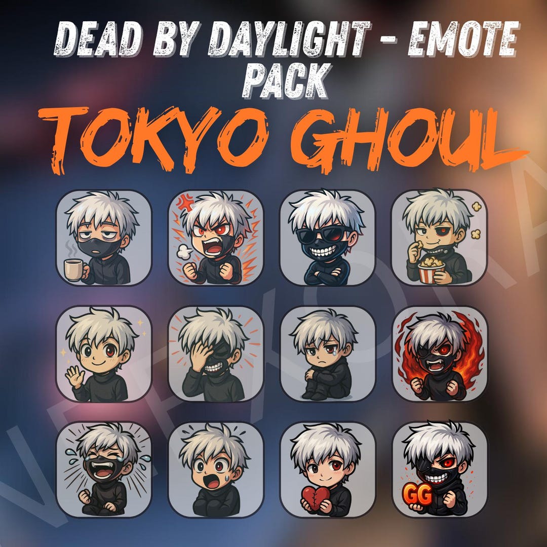 Dead by Daylight Ken Kaneki Twitch Emote Pack of 12 - Tokyo Ghoul Chibi ...