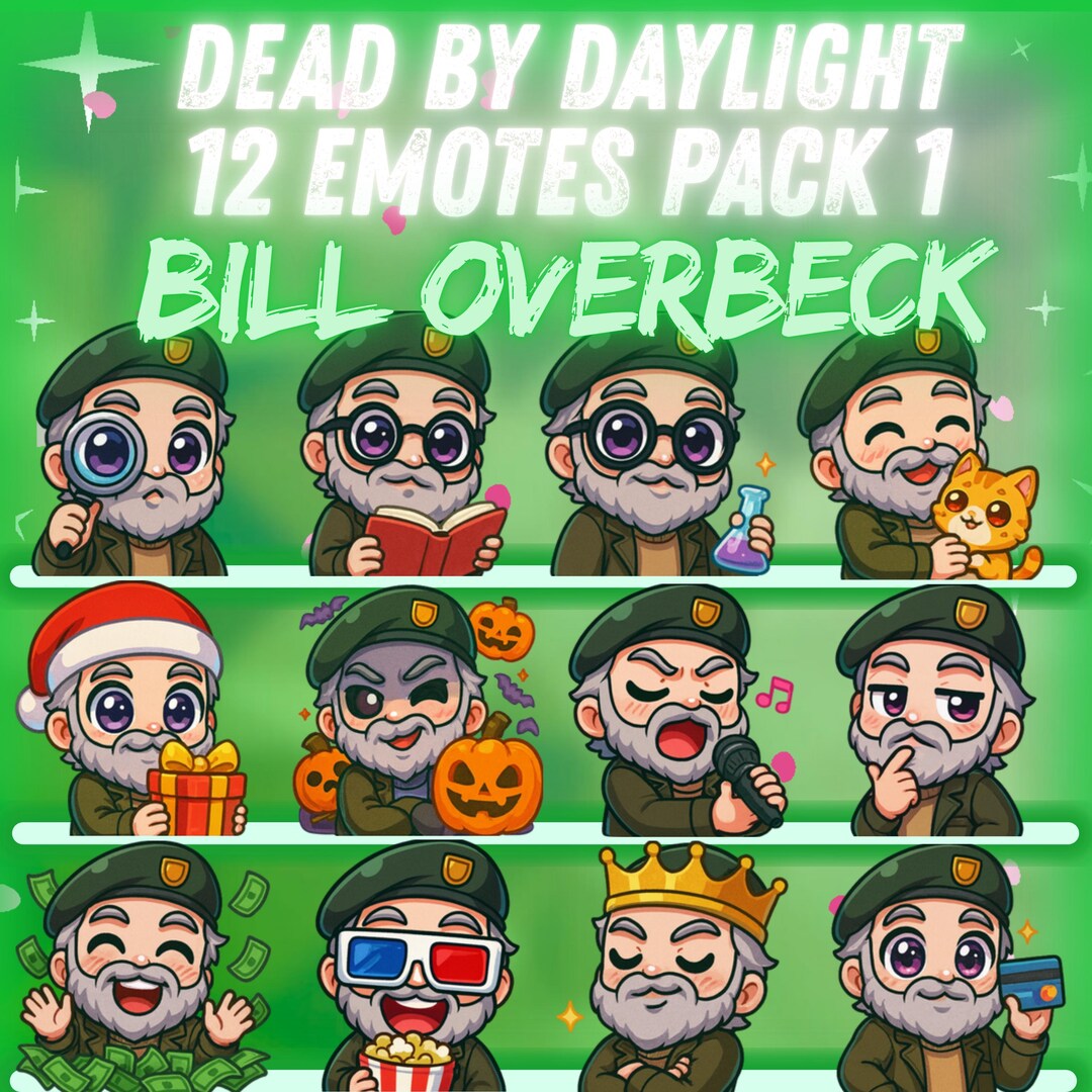 Bill Overbeck Dead by Daylight Twitch, Discord Emote Pack 1 – 12 Kawaii ...