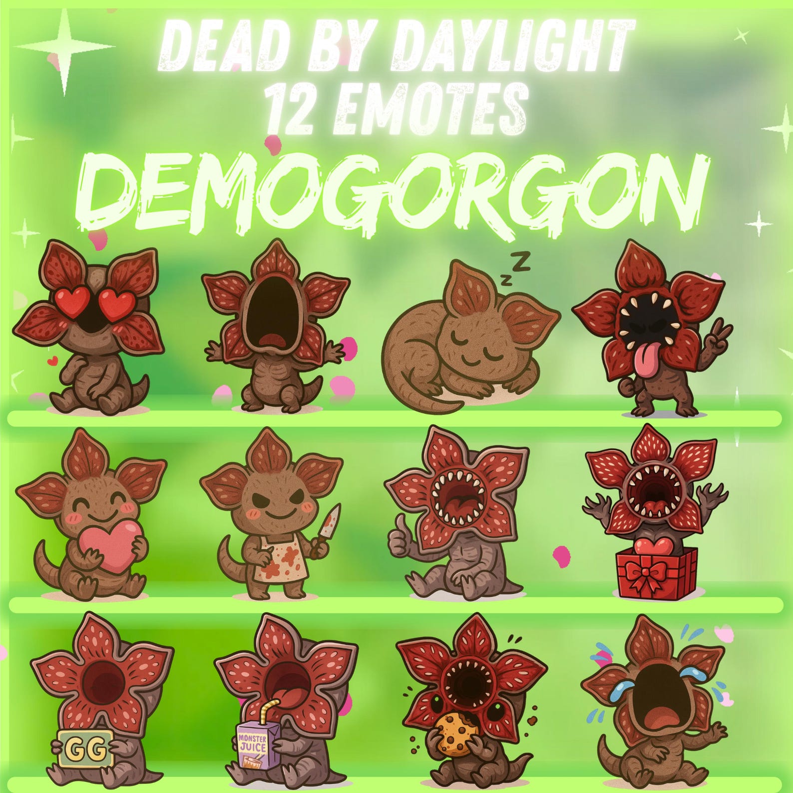 Demogorgon Dead by Daylight Emote Pack | 12 Horror Chibi Twitch ...