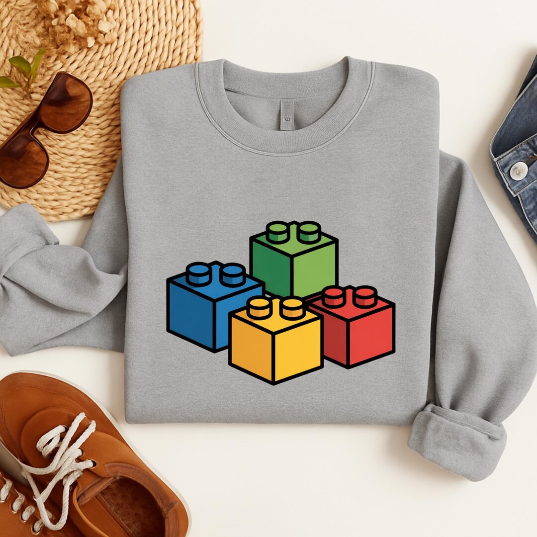 Colorful Building Blocks Graphic T Shirt for Kids Fun Playful Unisex ...