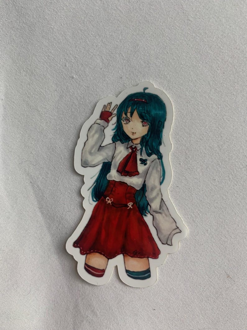 Anime Girl Sticker Pack-set of 5. Hand Drawn Waterproof Vinyl Stickers ...