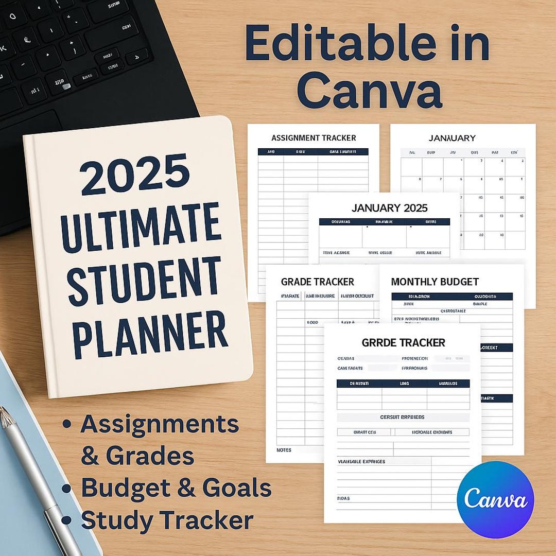 2025 Ultimate Student Planner Canva Template | Editable College ...