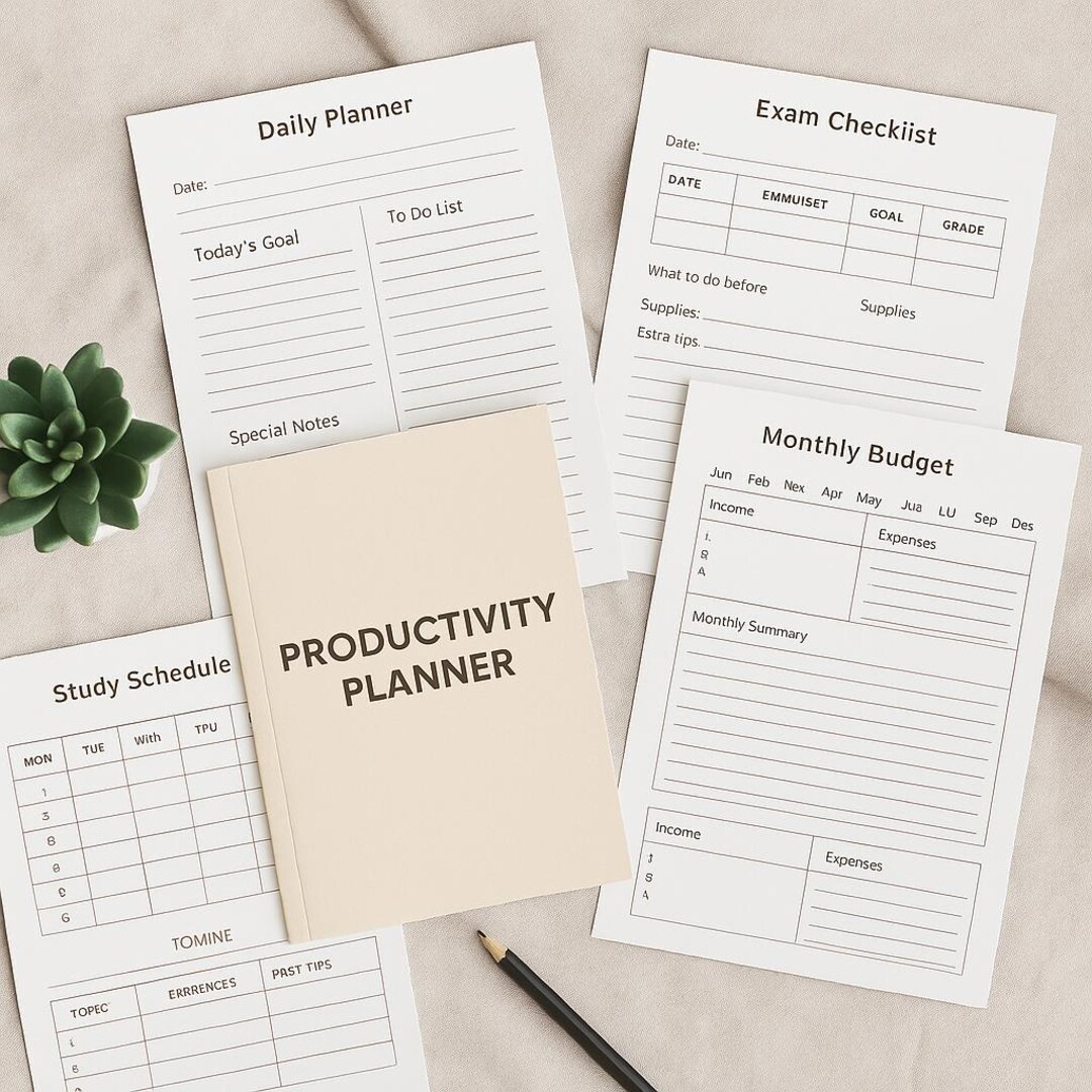 College Productivity Planner | Study, Health & Finance (canva Template ...