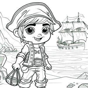 Pirate Coloring Storybook for Kids – Printable Adventure Tale & Drawing ...