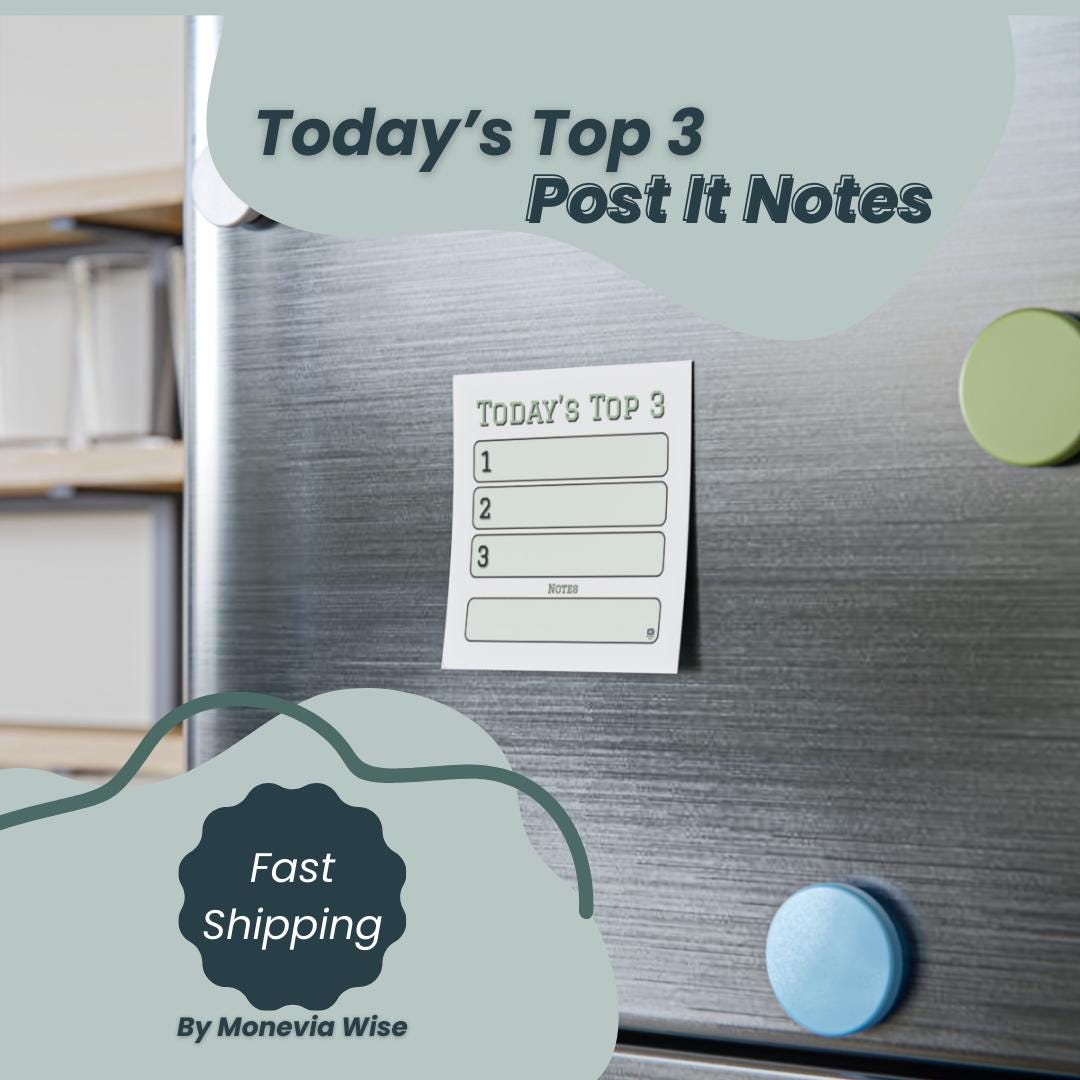 Top 3 To-do List Sticky Notes: Minimalist Priority Pad - Etsy