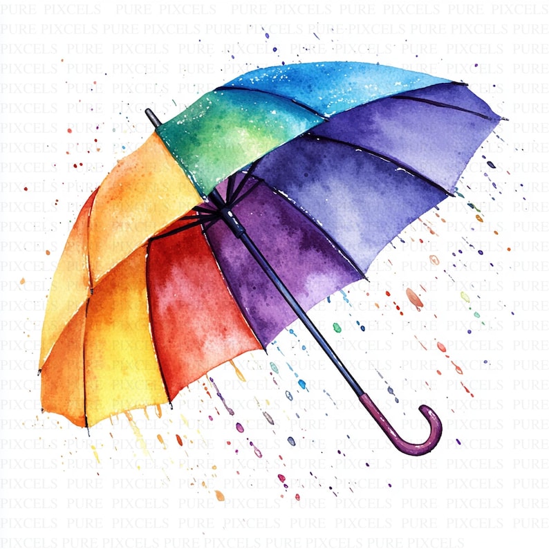 Watercolor Umbrella Clipart | 5 High Quality Jpgs | Digital Download ...