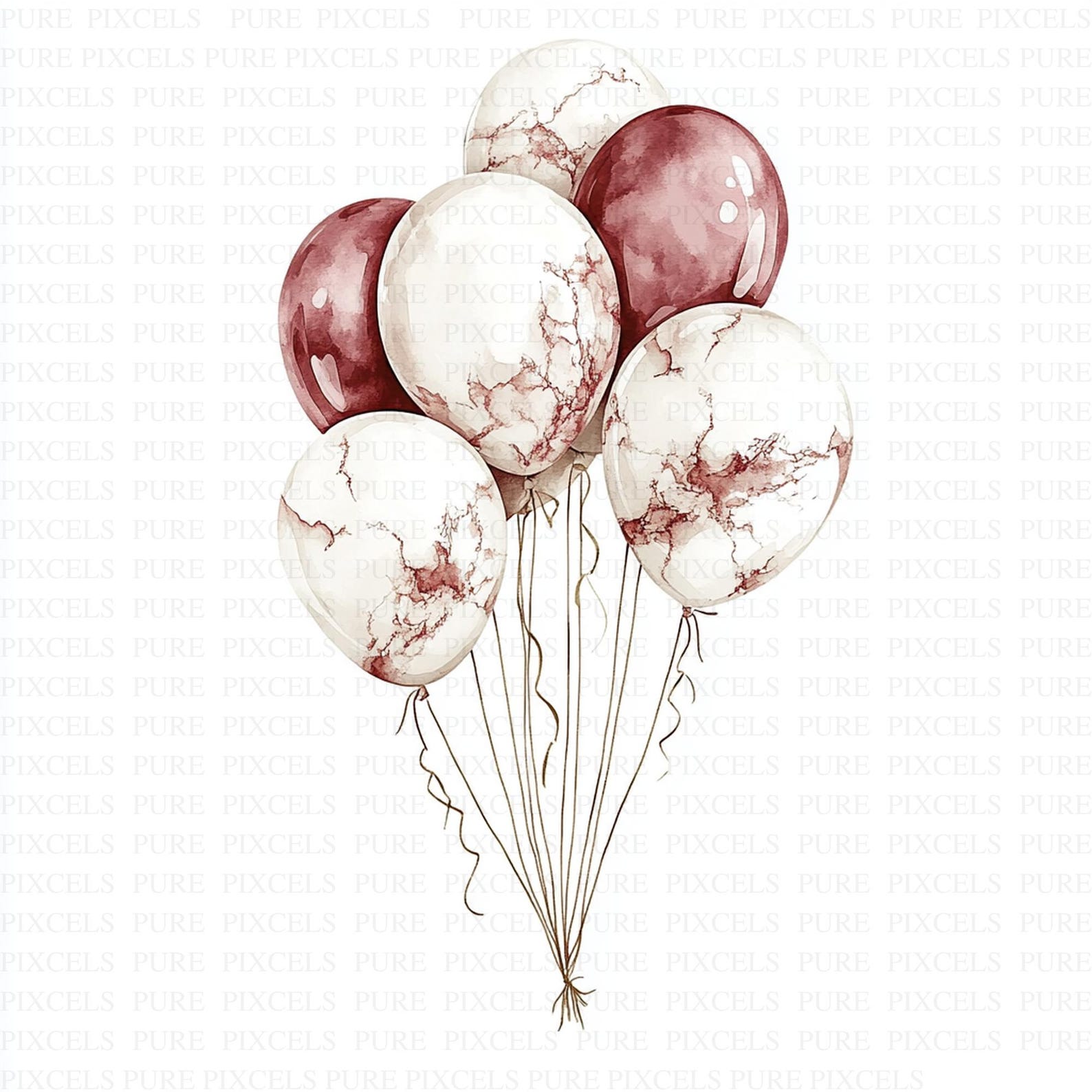 Watercolor Birthday Baloon Clipart | Party Celebration Art | 10 High ...