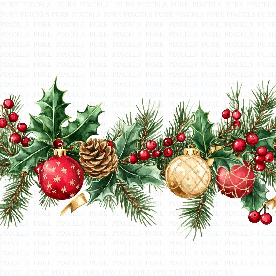 Watercolor Christmas Borders Clipart | 5 High-quality Jpgs | Digital ...