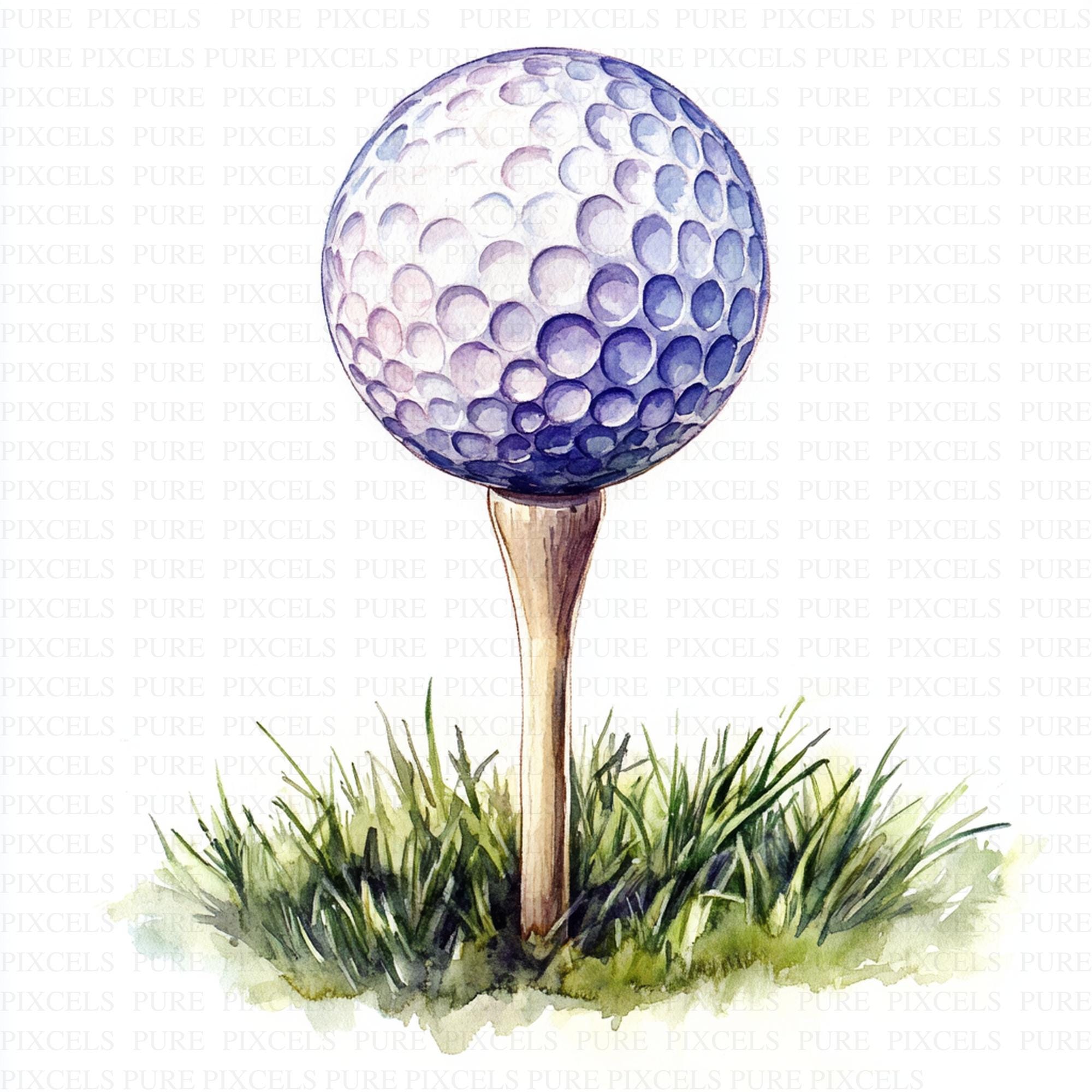 Watercolor Glitter Golf Ball Clipart | 5 High Quality Jpgs | Digital ...