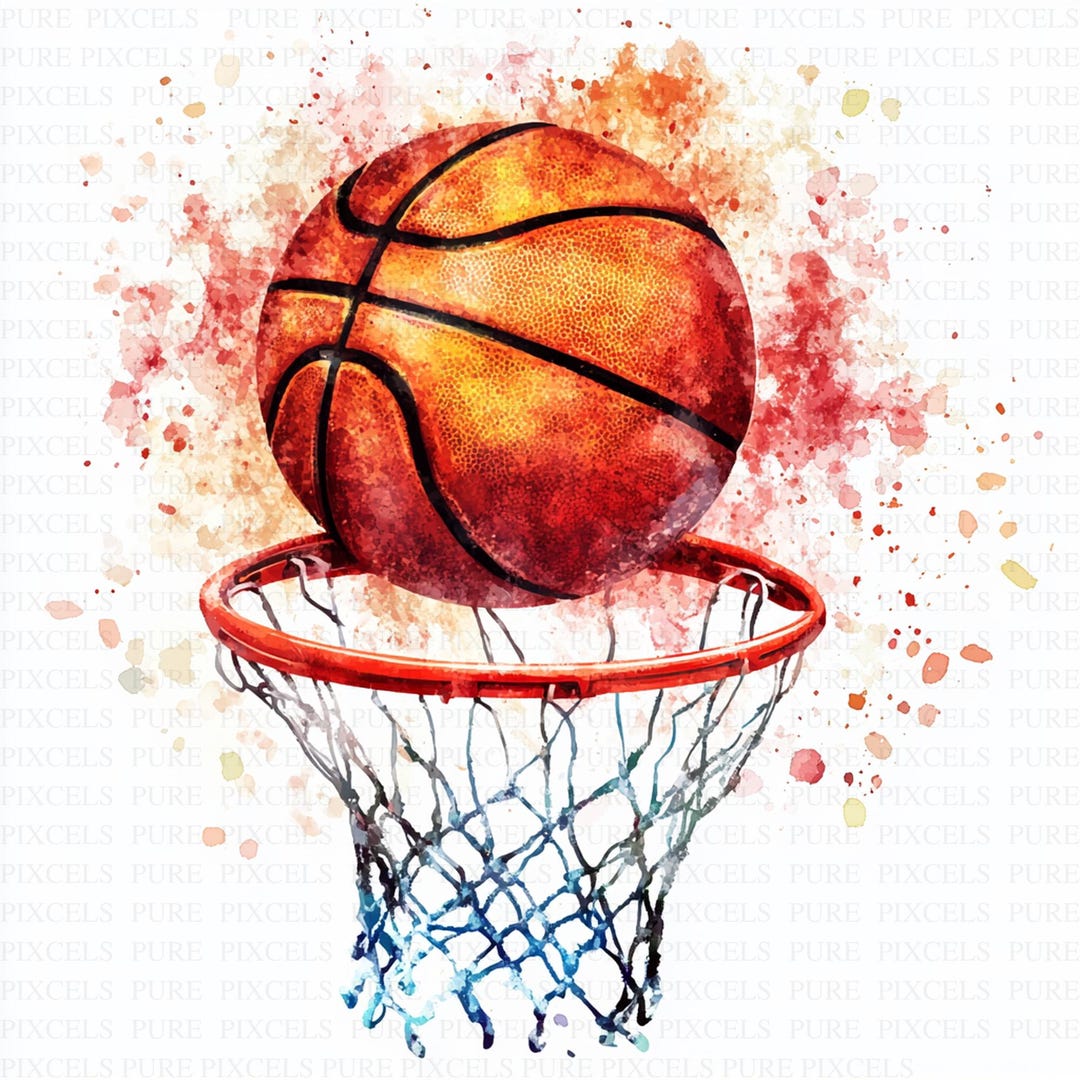Watercolor Basketball Clipart | 5 High Quality Jpgs | Digital Download ...