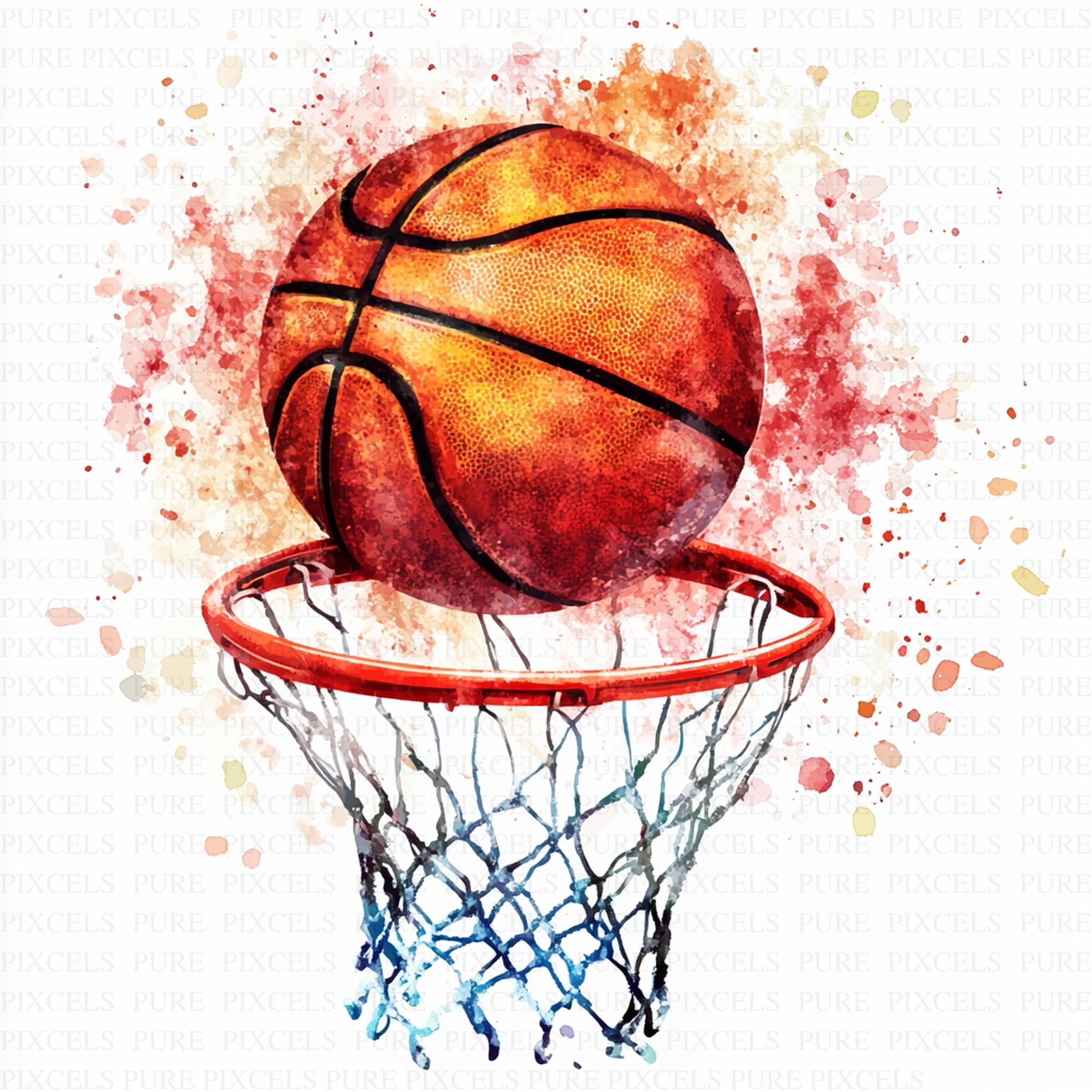 Watercolor Basketball Clipart | 5 High Quality Jpgs | Digital Download ...