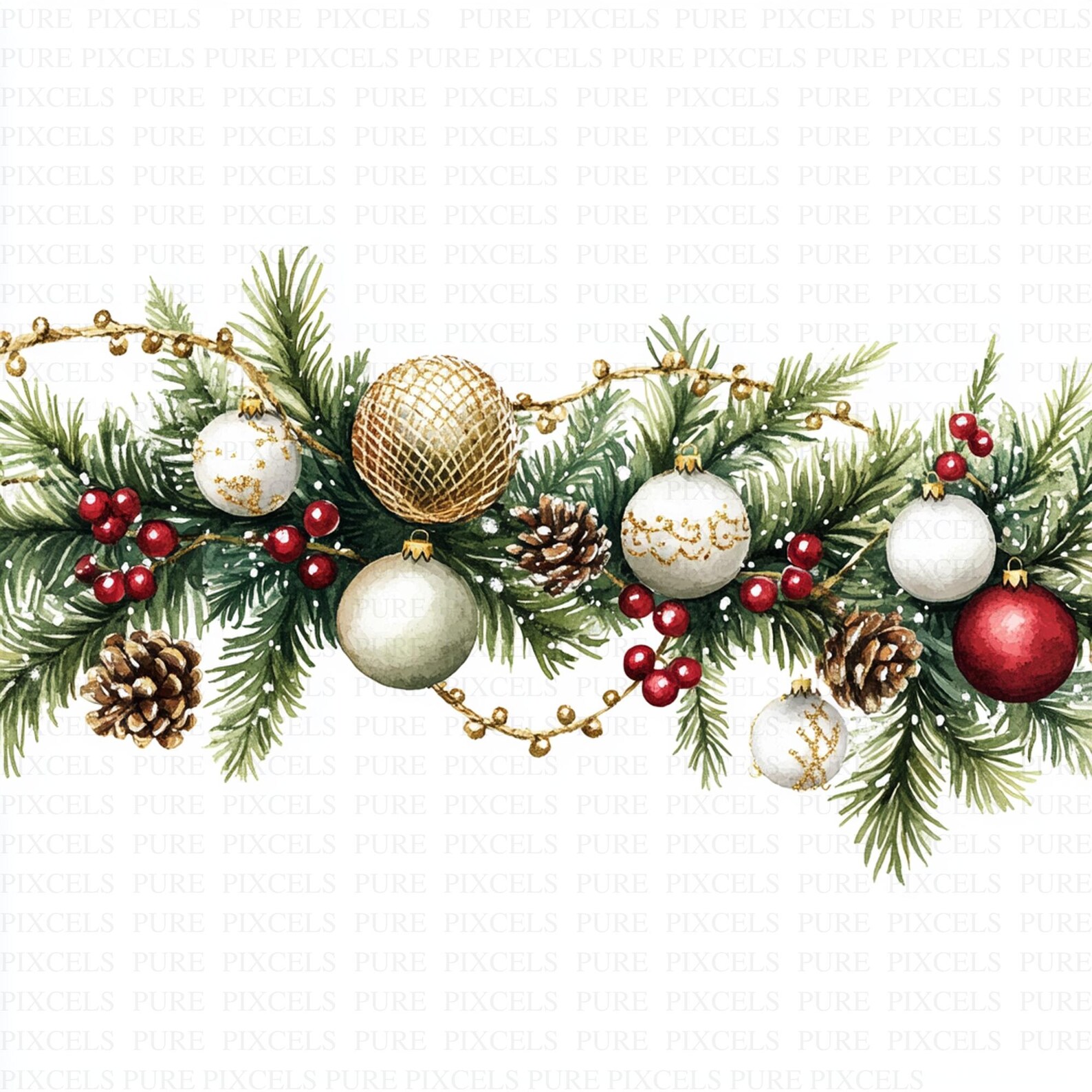 Watercolor Christmas Borders Clipart | 5 High Quality Jpgs | Digital ...