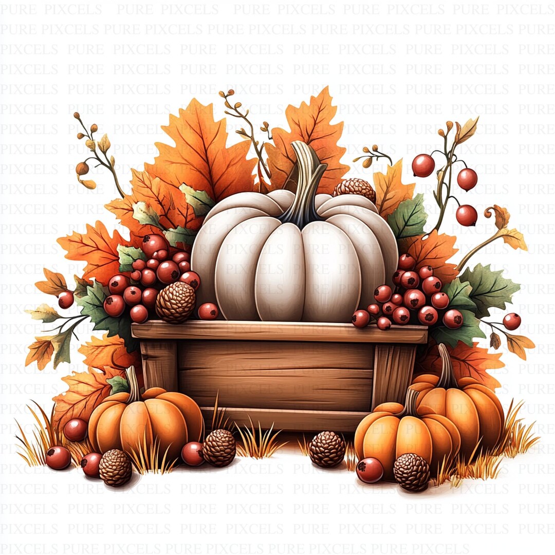 Watercolor Fall Clipart Bundle | Autumn Harvest Clipart | Pumpkin ...