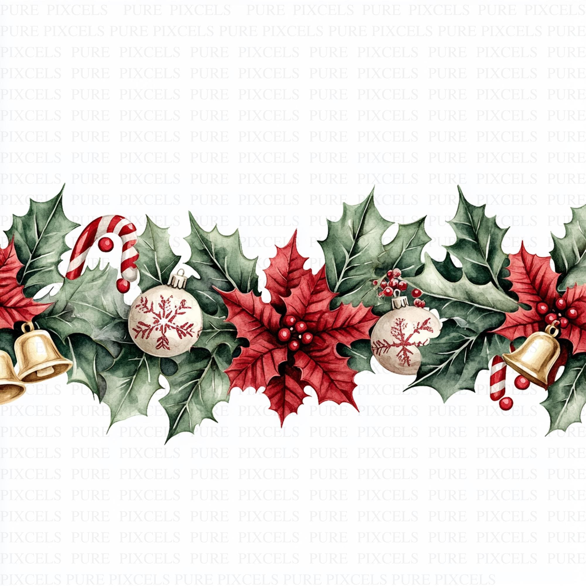 Watercolor Christmas Borders Clipart | 5 High Quality Jpgs | Digital ...