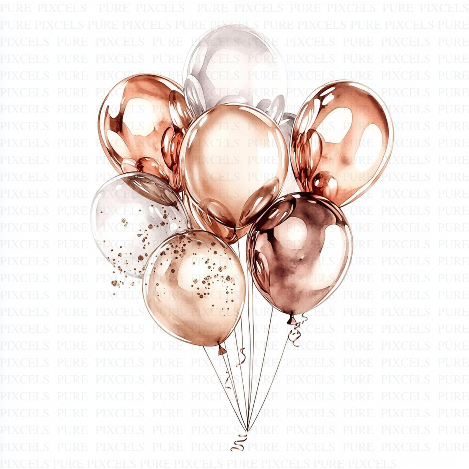 Watercolor Birthday Baloon Clipart | Party Celebration Art | 10 High ...