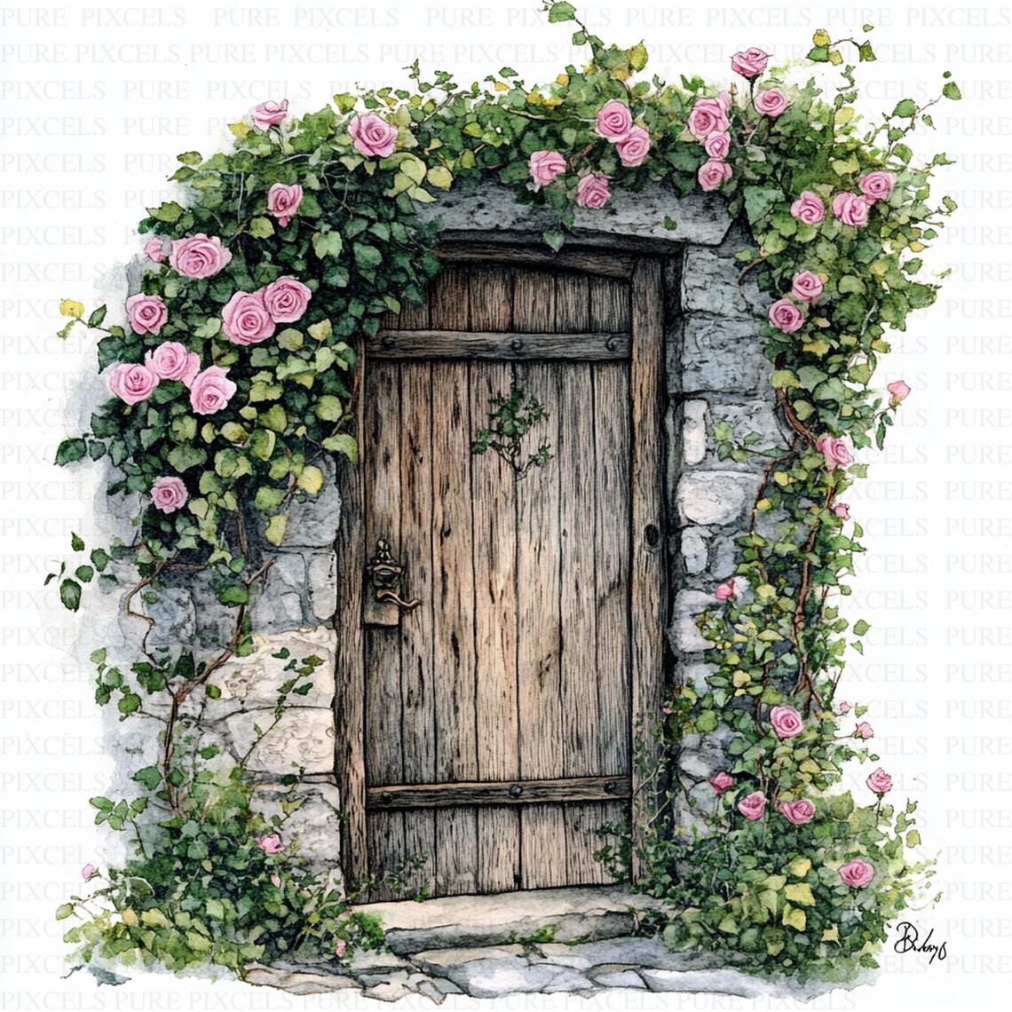 Watercolor Secret Garden Clipart | 5 High Quality Jpgs | Digital ...