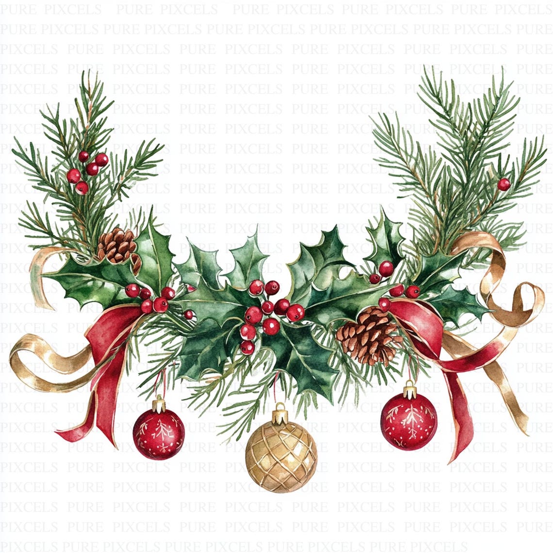 Watercolor Christmas Borders Clipart | 5 High-quality Jpgs | Digital ...