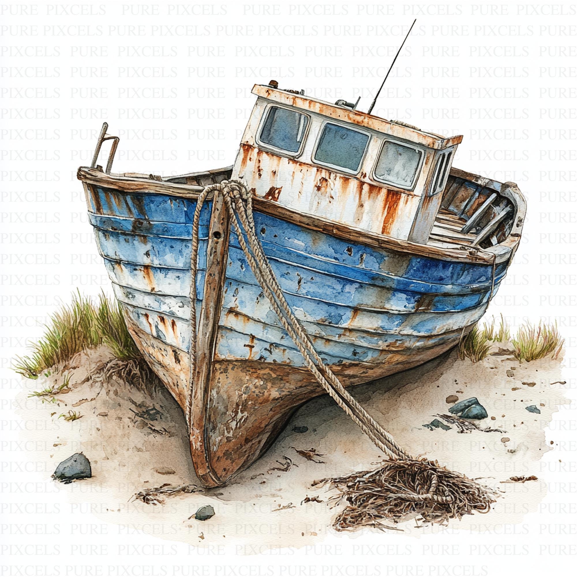 Watercolor Shipwreck on Shore Clipart | 5 Jpg's | Digital Download ...