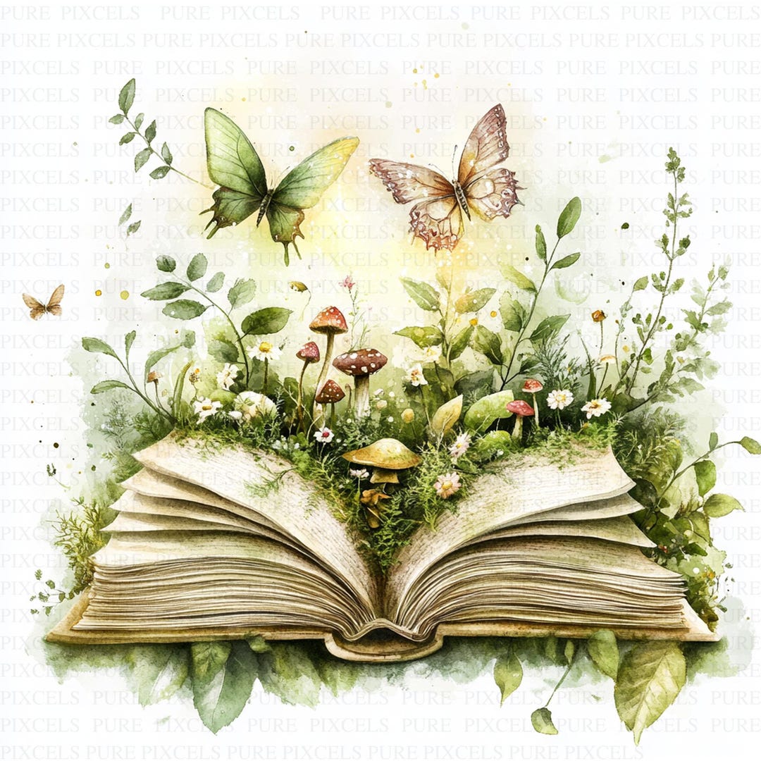 Watercolor Magic Book Clipart | 5 High Quality Jpgs | Digital Download ...