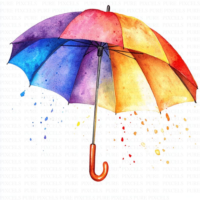 Watercolor Umbrella Clipart | 5 High Quality Jpgs | Digital Download ...