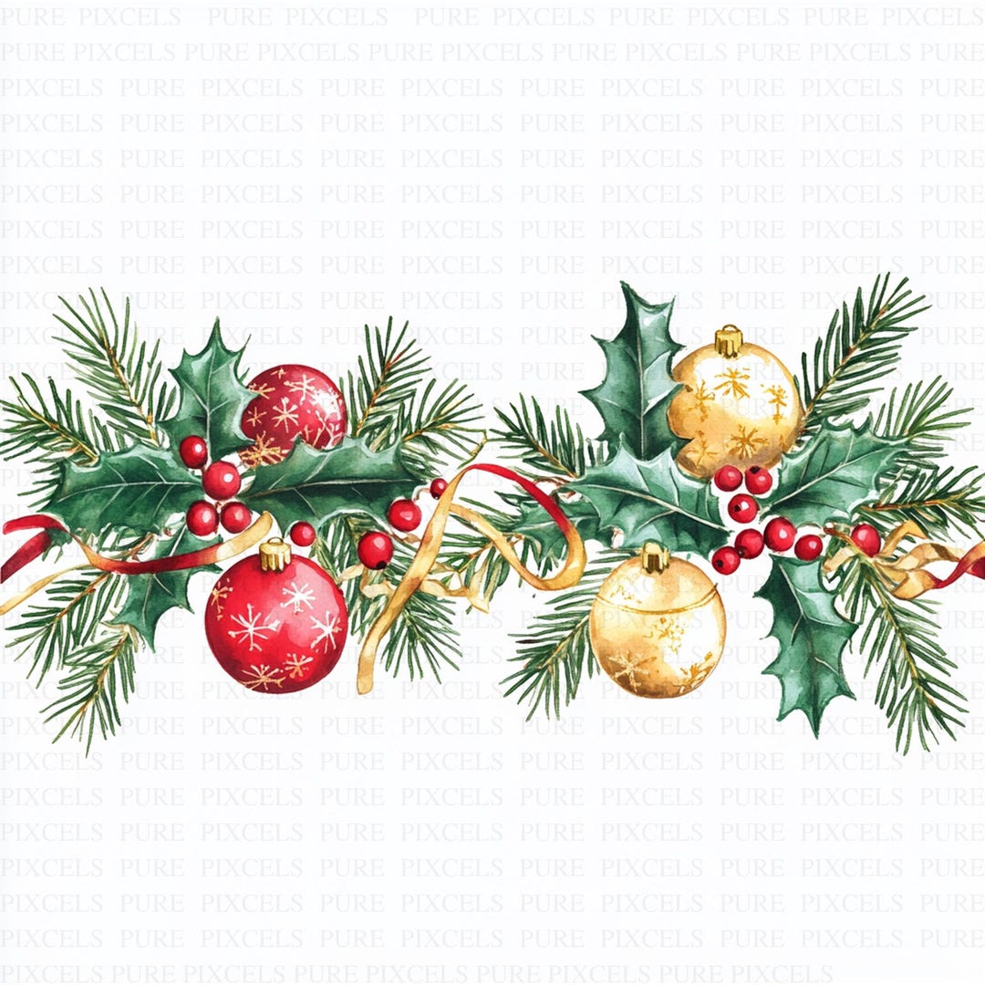 Watercolor Christmas Borders Clipart | 5 High-quality Jpgs | Digital ...