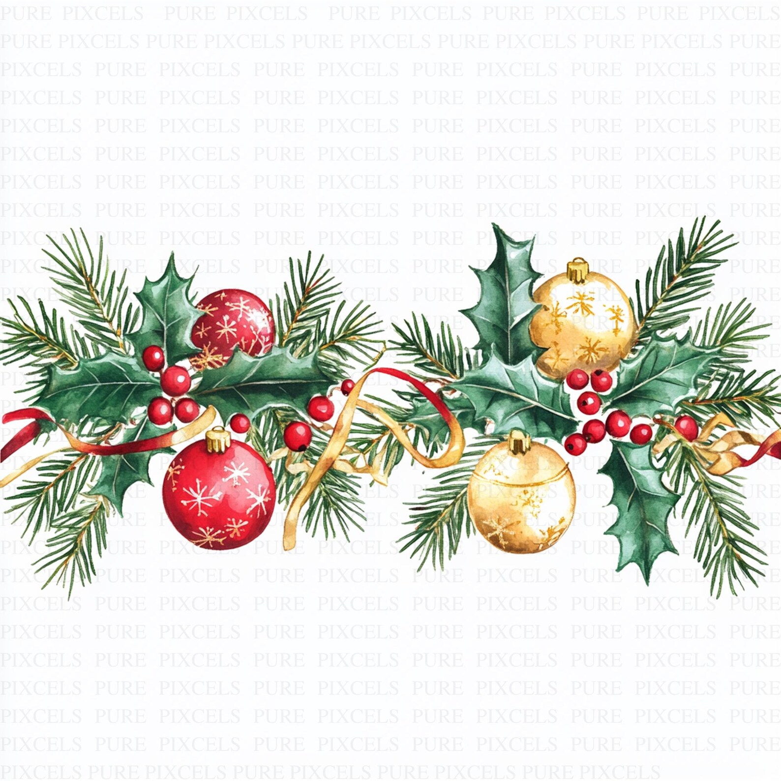 Watercolor Christmas Borders Clipart | 5 High-quality Jpgs | Digital ...