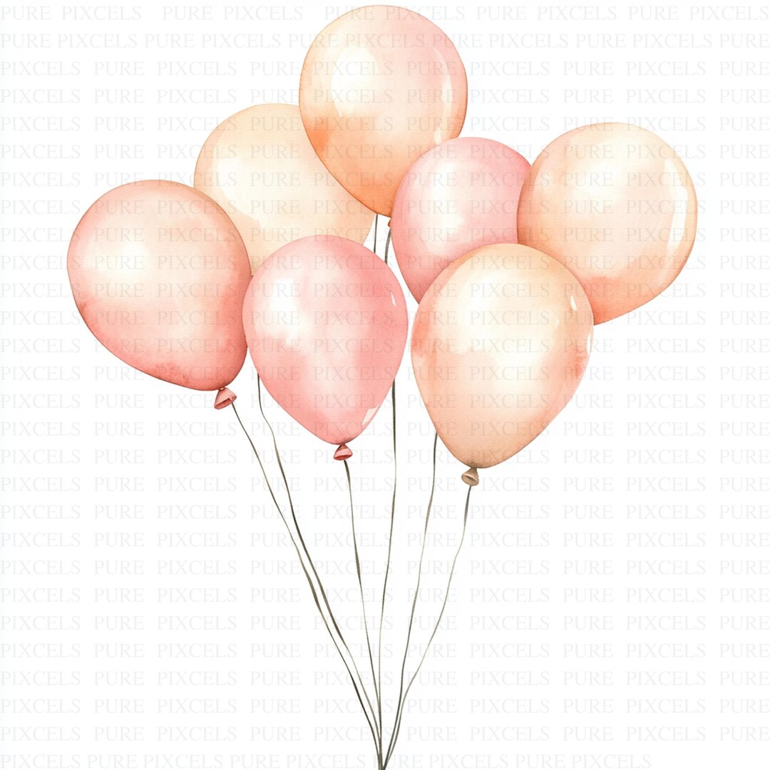 Watercolor Birthday Balloons Clipart | 5 High Quality Jpgs | Digital ...