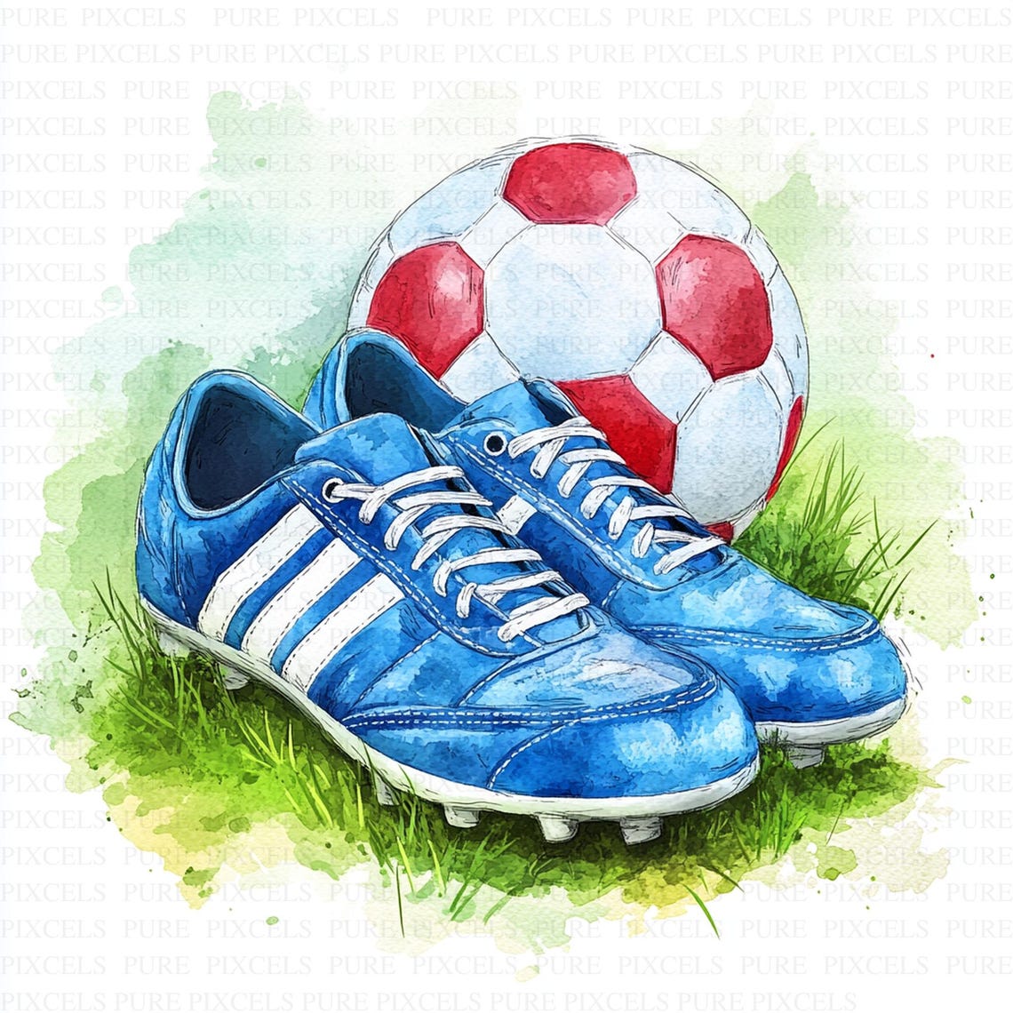 Watercolor Soccer Clipart | 5 High Quality JPG Files | Football Art ...