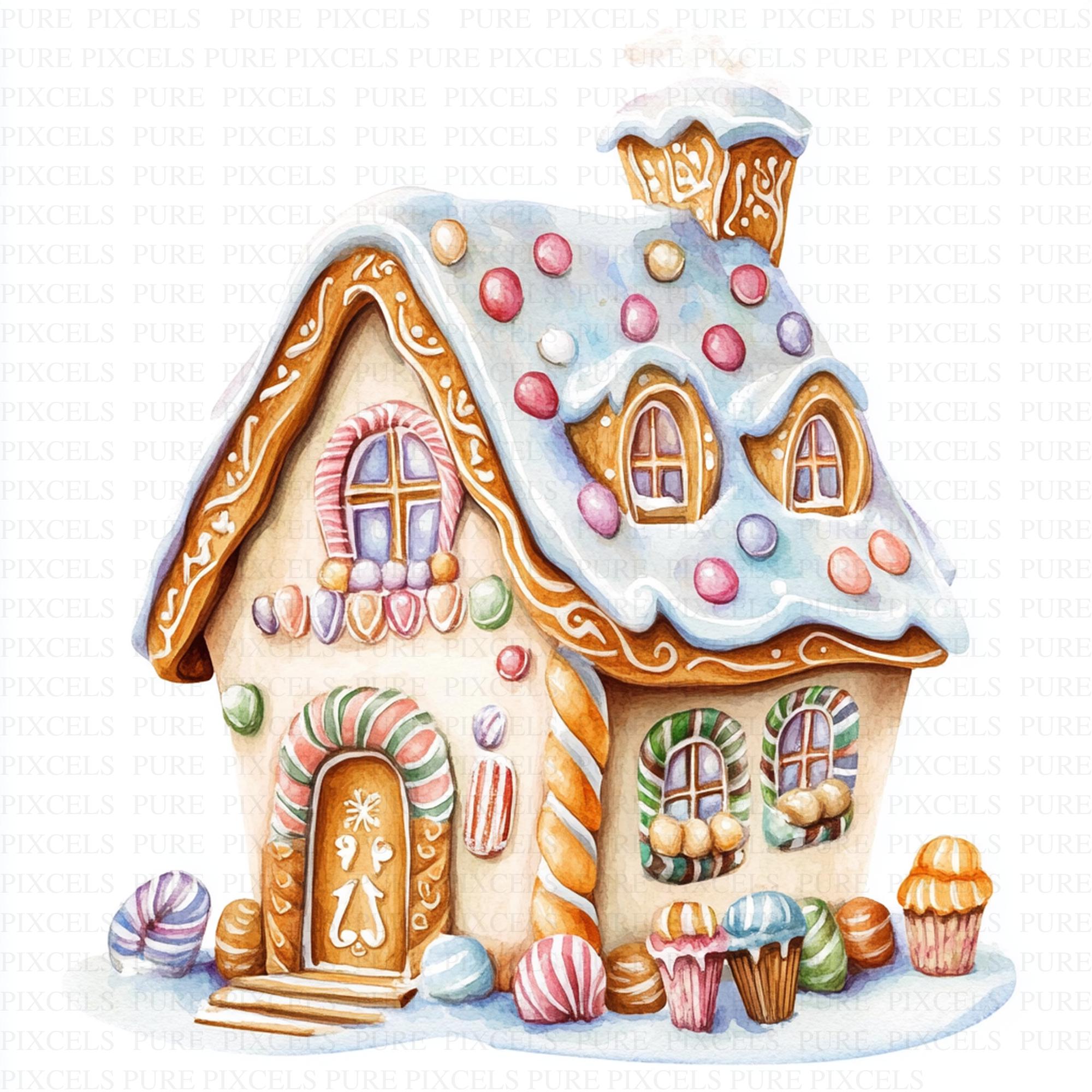 Watercolor Gingerbread House Clipart | 5 High Quality Jpgs | Digital ...