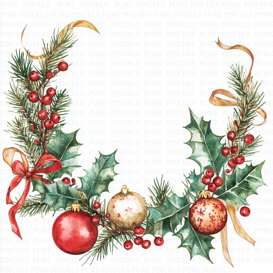 Watercolor Christmas Borders Clipart | 5 High-quality Jpgs | Digital ...