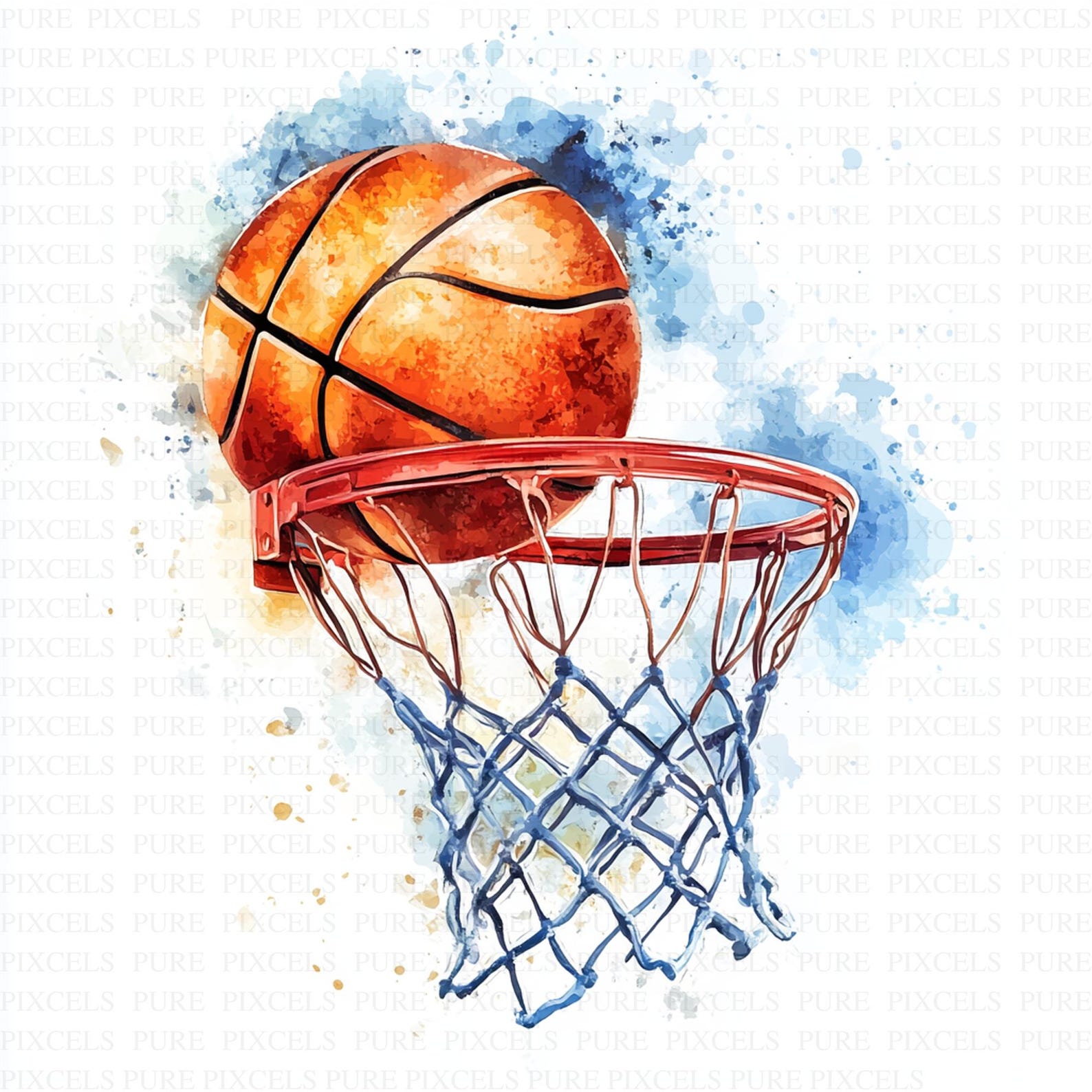 Watercolor Basketball Clipart | 5 High Quality Jpgs | Digital Download ...