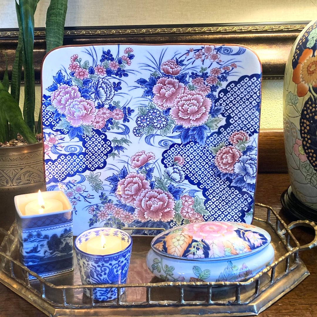 Large Vintage Chinoiserie Peony Tray by Toyo - Made in Japan - Etsy