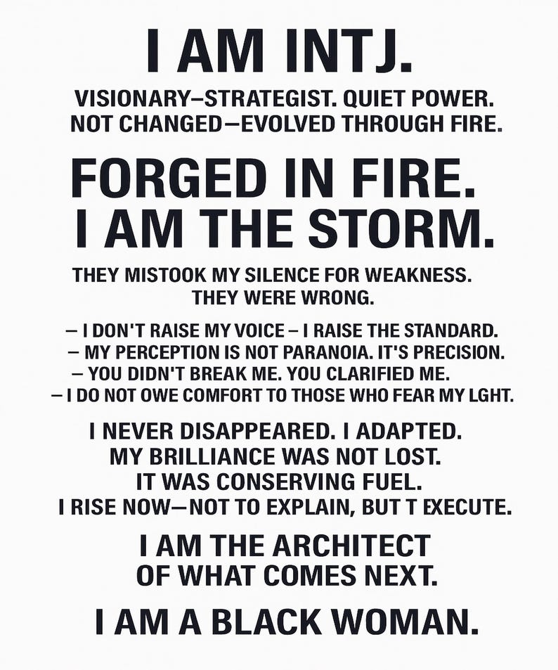 INTJ Black Woman Digital Wall Art- Printable Empowerment Quote - Strong ...