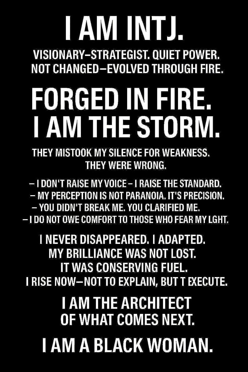 INTJ Black Woman Digital Wall Art- Printable Empowerment Quote - Strong ...