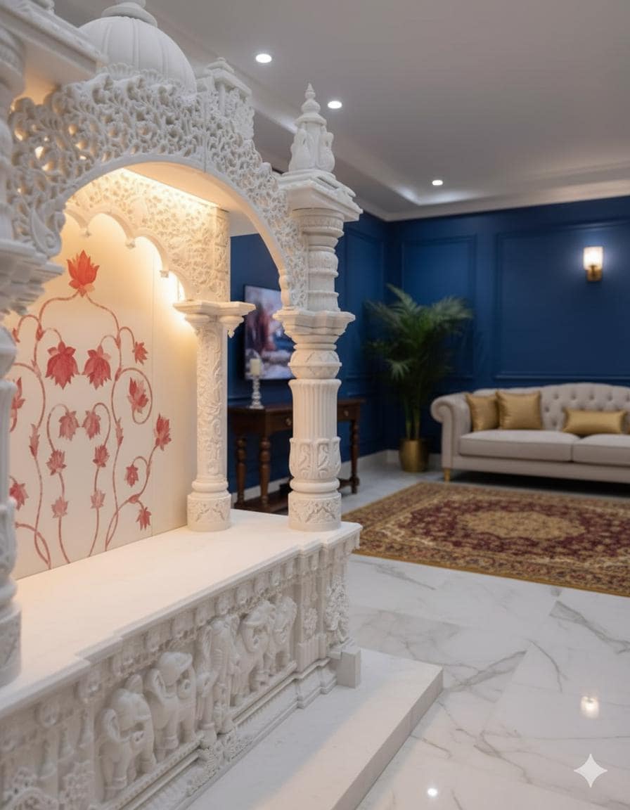 Handcrafted White Marble Temple for Home | Pooja Mandir | Marble Mandir ...