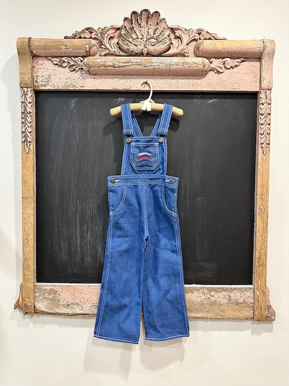 1970’s Retro Vintage Denim Overalls with Red White an… - Gem