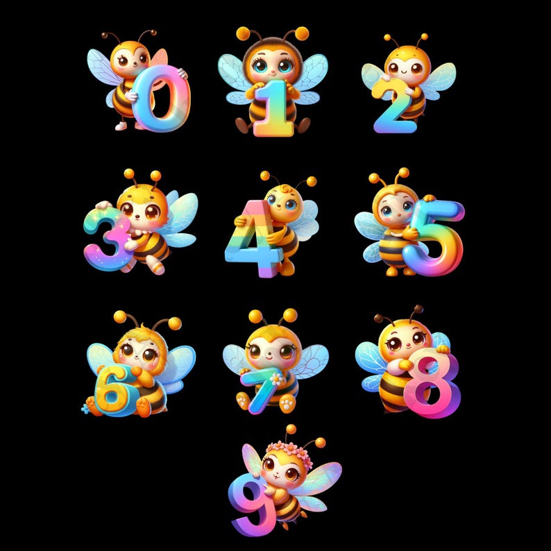 Cartoon Bee Alphabet & Numbers | A to Z and 0 - 9 | Honey Bee Letter ...
