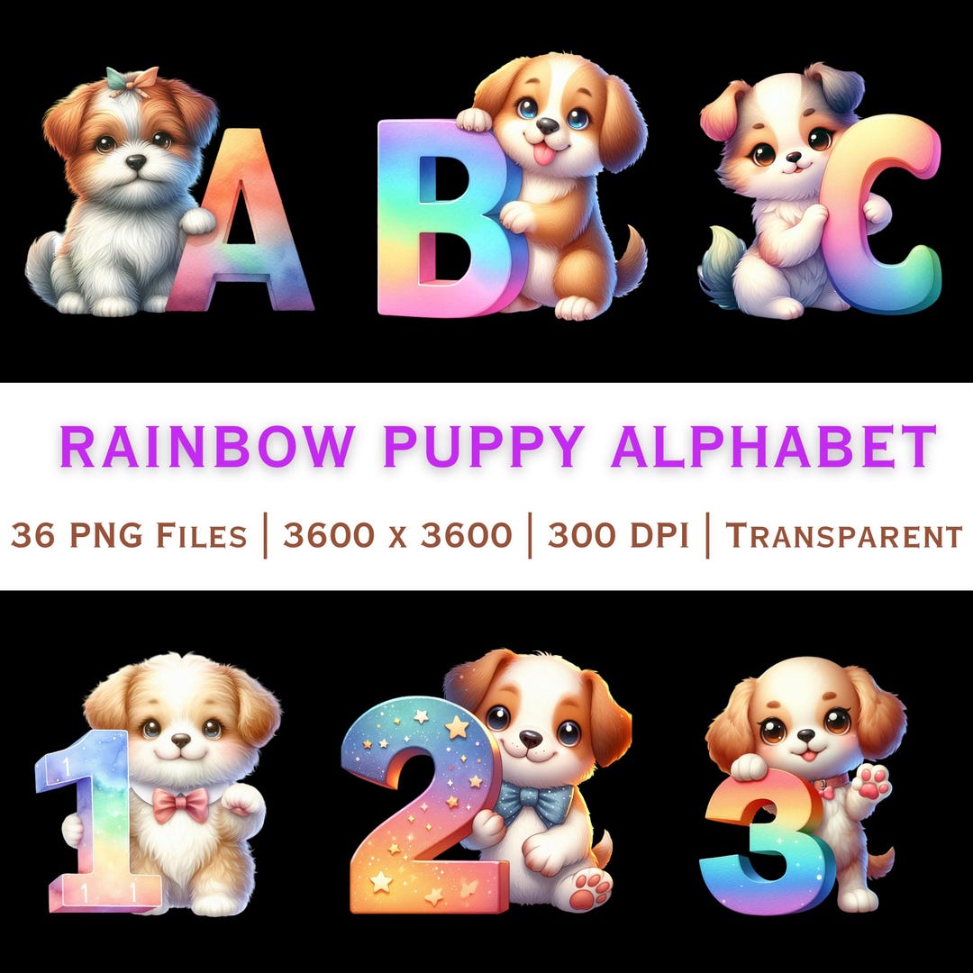 Puppy Love Alphabet & Numbers | A to Z and 0 - 9 Dog Letter Set for ...